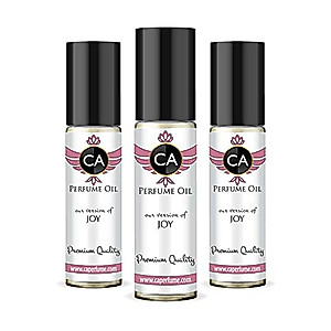 CA Perfume Impression of Christian D. Joy For Women Replica Fragrance Body Oil Dupes Alcohol-Free Essential Aromatherapy Sample Travel Size Concentrated Long Lasting Attar Roll-On 0.3 Fl Oz X 3
