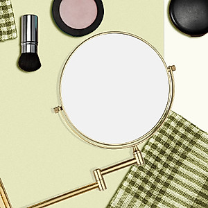 Nicesail 8 Inch Double-Sided Wall Mounted Mirror, Magnified 7X Makeup and Shaving Mirror, Height Adjustable-Gold