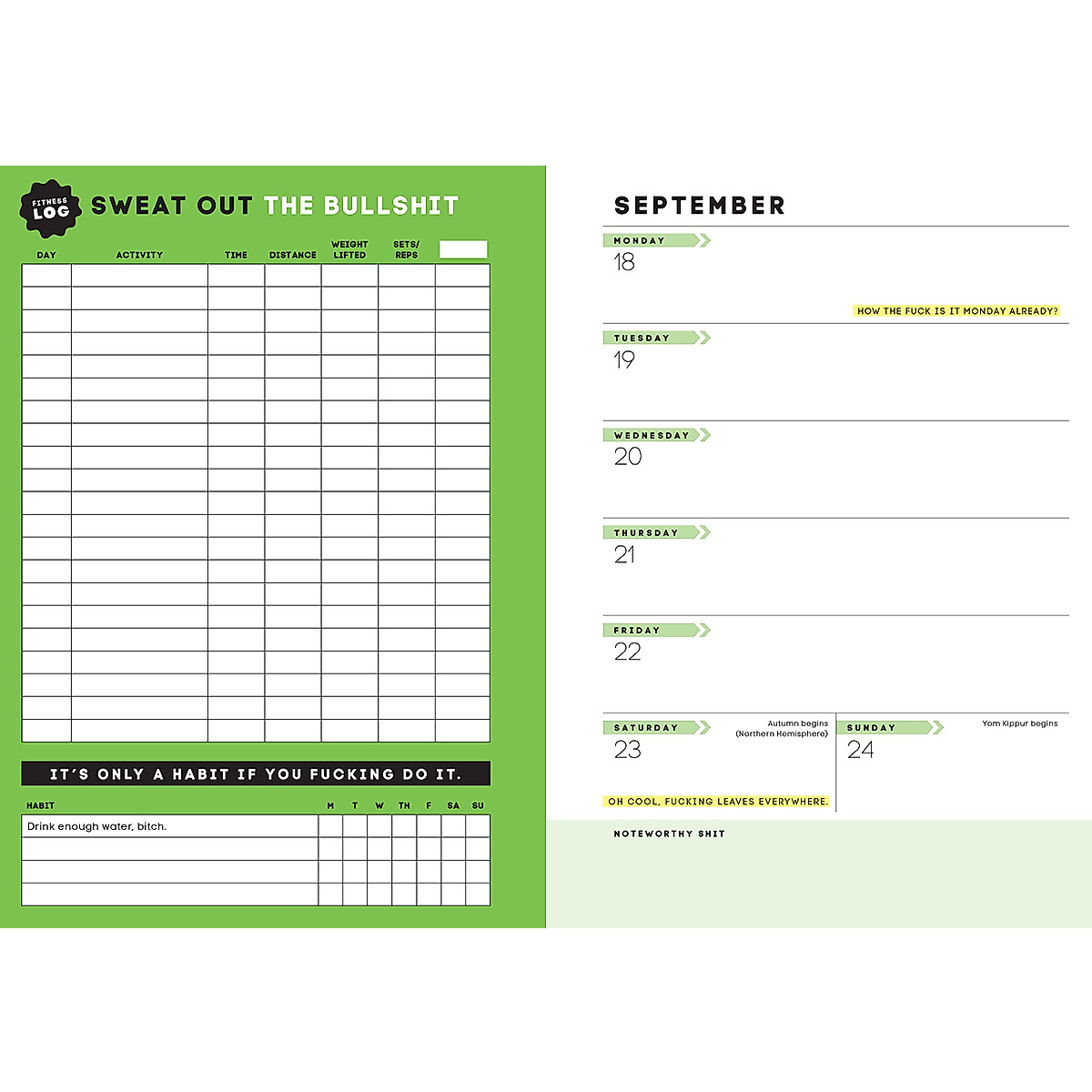 2023 No F*cking Excuses Fitness Tracker: 12-Month Planner to Crush Your Workout Goals & Get Shit Done Monthly (Thru December 2023) (Calendars & Gifts to Swear By)