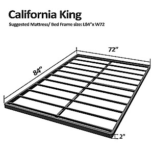 Aardhen California King 2 Inch Box Spring & Bed Slat Replacement/Metal Frame with Steel Slats/Quick Lock Bunkie Board/Easy Assembly