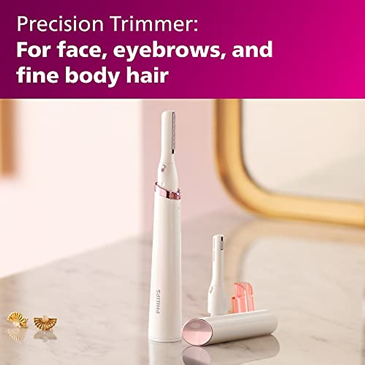 Philips Beauty Women's Bikini Trimmer and Precision Trimmer Special Edition Bundle, BRT387/90,Pink and White