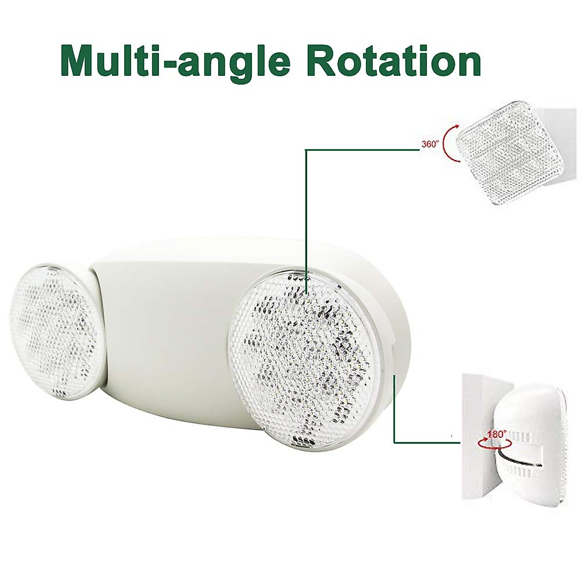 OSTEK 4 Pack LED Emergency Exit Lighting Fixtures with Two Heads， US Standard Adjustable Integrated LED Emergency Light with Battery Backup, UL 924 Qualified (4 Pack)