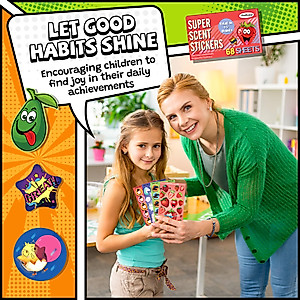 HORIECHALY Scratch and Sniff Stickers, Smelly Stickers for Kids 68 Sheets 17 Scents, 1000+ Scented Stickers of Food Fruit Flower, Classroom Reward Stickers for Teachers, Holiday Gift for Little One.