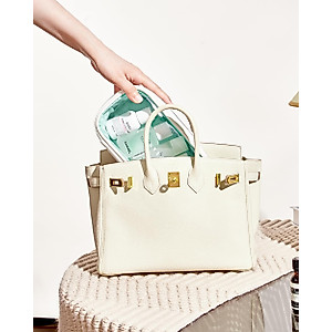 Rownyeon Clear Makeup Case 3 Pcs Transparent Cosmetic Bag Set Travel Makeup Train Case Portable Cosmetic Organizer with Handle White