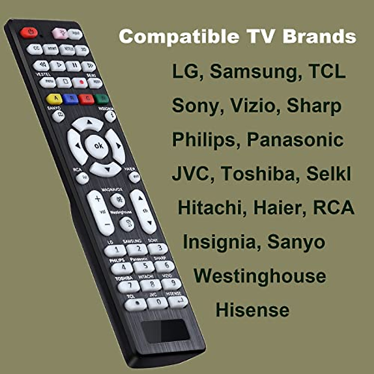 Universal TV Remote for Samsung,LG, Sony, Sharp, Vizio, Philips, Toshiba, Hitachi, Sanyo, JVC, TCL, Hisense, Vestel, Seiki, Insignia, Magnavox, haier, Panasonic All Series TV