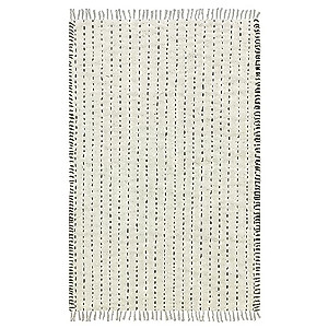 Casavani Boho Bathroom Rug Machine Washable Throw Rugs Bohemian Geometric Area Rug with Tassels Hand Woven Farmhouse Kitchen Sink Rug for Dining Room Bedroom 12x18 Feet