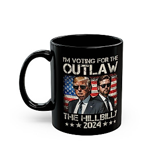 SipSphere Vintage I'm Voting For The Outlaw And The Hillbilly 2024 Mug (Black, 15oz)