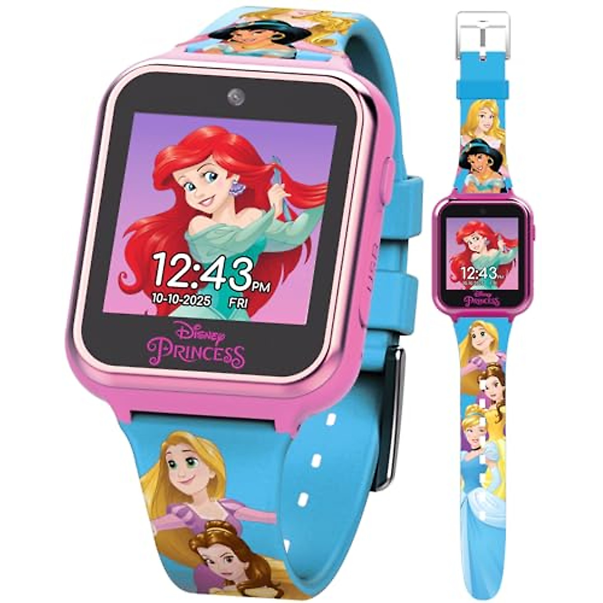 Accutime Disney's Princess Kids' Touchscreen Interactive Smartwatch, Built in Selfie-Camera, Easy-to-Buckle Strap, Model: PN4258AZ