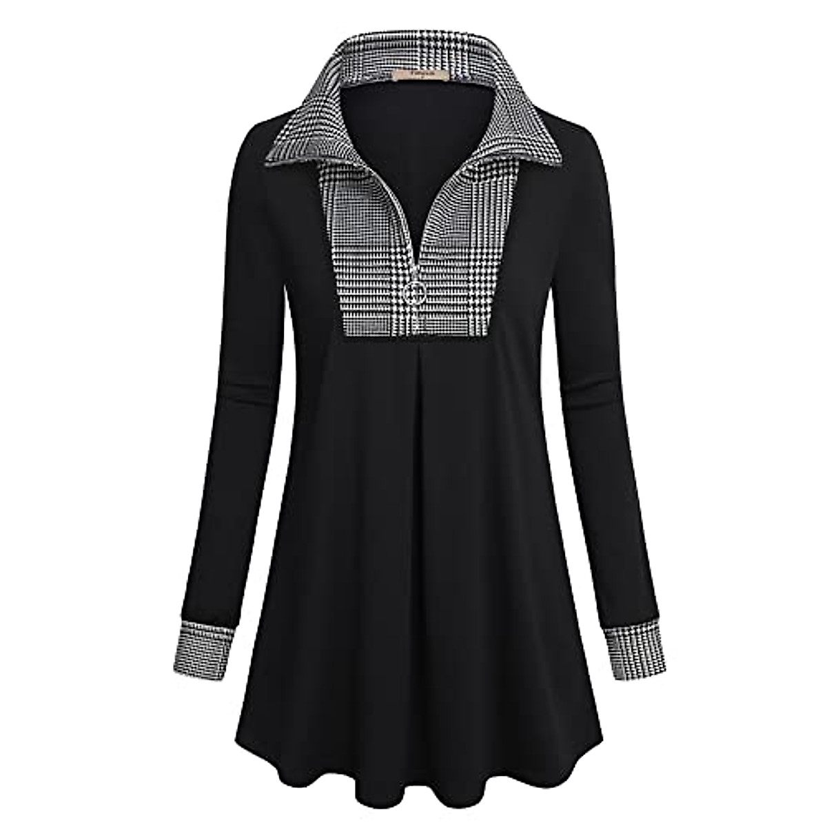 Timeson Tunic Sweaters for Women,Cowl Neck Tunics Tops for Leggings for Women Fashion Plaid Ladies Sweatshirts Women's Thick Fall Winter Dressy Shirts Plus Size Black Christmas Top Maternity Swing