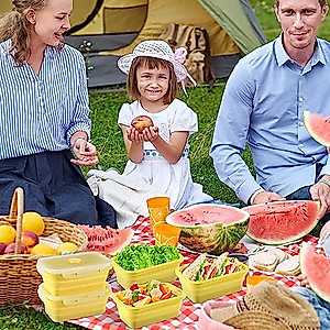 Mifoci 12 Pcs Collapsible Food Container 41 oz Silicone Containers Square Collapsible Bowls with Lids RV Lunch Prep Food Storage Collapsible Bowl for Camping Microwave Freezer Dishwasher Safe (Yellow)