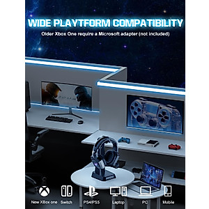 Gaming Headset with Microphone, Gaming Headphones Compatible for PS4 PS5 Xbox PC with RGB Lights, PlayStation Headset with Noise Reduction 7.1 Surround Sound Over-Ear and Wired 3.5mm Jack (Black)