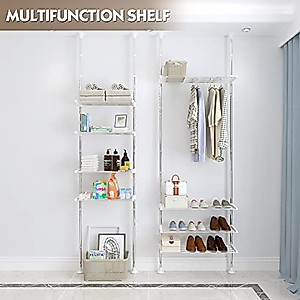 Over The Toilet Storage, 91-124 Inch Adjustable Bathroom Organizer, 4-Tier Stainless Steel Toilet Rack Storage Shelf, Bathroom Organizer, Easy to Assemble Spacesaver, DIY Size Height