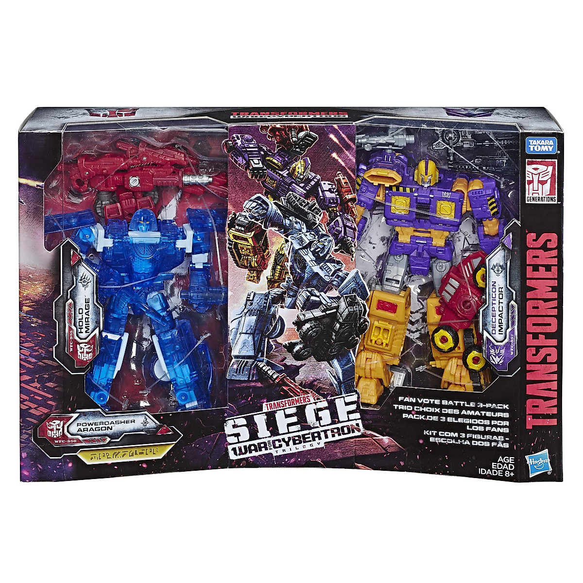 Transformers Toys Generations War for Cybertron Deluxe Fan-Vote Battle 3 Pack with Holo Mirage, Powerdasher Aragon and Decepticon Impactor (Amazon Exclusive) Brown