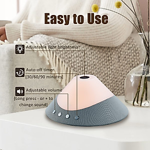 White Noise Machine/Sound Machine/Sleep Machine for Baby and Adults with Remote Control & Adjustable Night Light & Auto-Off Timer & 12 Nature Sounds