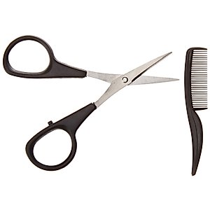 Allary Men's Beard and Mustache Scissors, Mini Comb Trimming Kit