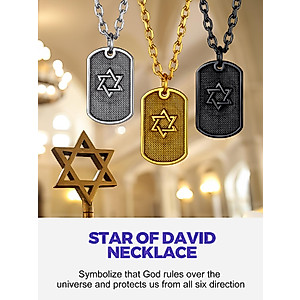 Richsteel Star of David Dog Tag Pendant for Women Mens Jewish Jewelry Chain Israel Flag Gifts Necklace