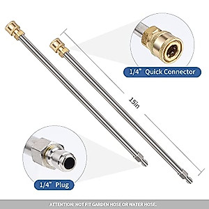 Biswing 14" Pressure Washer Surface Cleaner with 4 Wheels, Stainless Steel Power Washer Accessory for Driveways Sidewalks Patios Cleaning, 1/4" Quick Connector, 2 Extension Wand Attachments, 4000 PSI