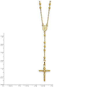 IceCarats 14K Yellow Gold 3mm Beaded Rosary Chain Necklace