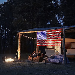 YASENN American Flag String Lights Outdoor 400LED USA Flag Net Lights 8Modes Waterproof Camping Flag LED Flag with Timer for Yard, Garden, Camping, Party, Christmas Decorations(Plug in Power)