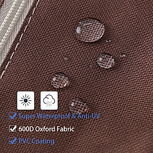 Umbarlla Cover Waterproof Heavy Duty 600D Oxford Patio Umbrella Cover for 7ft to 10ft Umbrella Covers for Umbrellas Outdoor Garden Umbrellas Parasol Cover with Push Rod, Beige&Brown