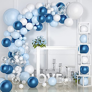 Blue White Silver Balloon Garland Arch Kit, 107Pcs Blue White Silver Balloons Arch Kit with Balloon Chain for Birthday Wedding Baby Decorations Party Decorations