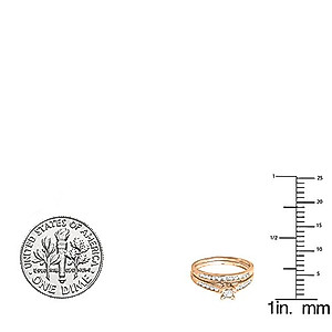 Dazzlingrock Collection 0.55 Carat (ctw) 10K Princess & Round Diamond Ladies Engagement Wedding Ring Set, Rose Gold, Size 5.5