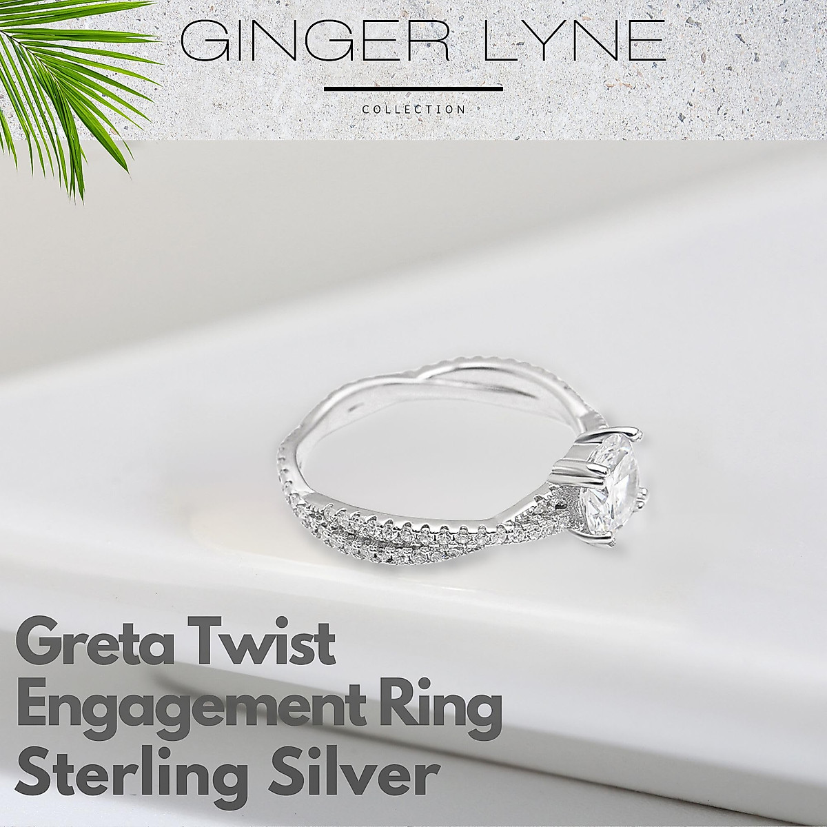 Twist Engagement Ring for Women by Ginger Lyne |1.25 Ct Cubic Zirconia Simulated Diamond Ring | 925 Sterling Silver Wedding Ring for Women | Promise Ring for Her