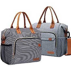 TuErCao Insulated Lunch Bags for Women Men - Freezable Leakproof Adult Lunch Box for Work Office School - Reusable Lunch Tote Bag Portable Soft Side Cooler Bag for Travel Beach Picnic Camping