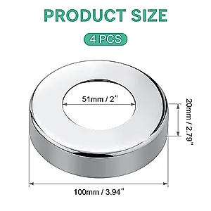 Juvielich 4 Pcs Escutcheon Plate Cover Base Pipe Cover Flange Plates 51mm Fit Pipe Dia 2.01" Overall Diameter 3.94 Inch 304 Stainless Steel for Pool Spa Ladder Handrail Post Plate Guardrail Silver