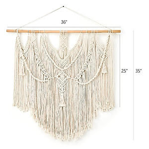 Mkono Macrame Wall Hanging Boho Home Decor Chic Woven Decoration for Bedroom Living Room Apartment Dorm Gallery Perfect Handmade Christmas Gift Ideas, 1 Pack, Large Size, 36"x35"