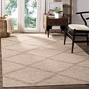 SAFAVIEH Montauk Collection Area Rug - 10' x 14', Beige, Handmade Cotton, Ideal for High Traffic Areas in Living Room, Bedroom (MTK821E)