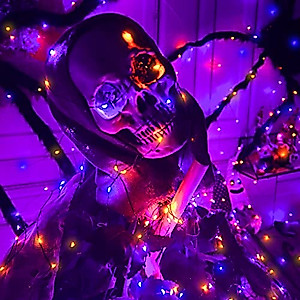 5 Pack Halloween String Lights Decor, Timer, Total 150 LED 50 Ft Battery Operated Copper Wire Purple Orange Fairy Lights Halloween Decorations Outside Yard Home Indoor Outdoor,30 LED 10 Ft Each