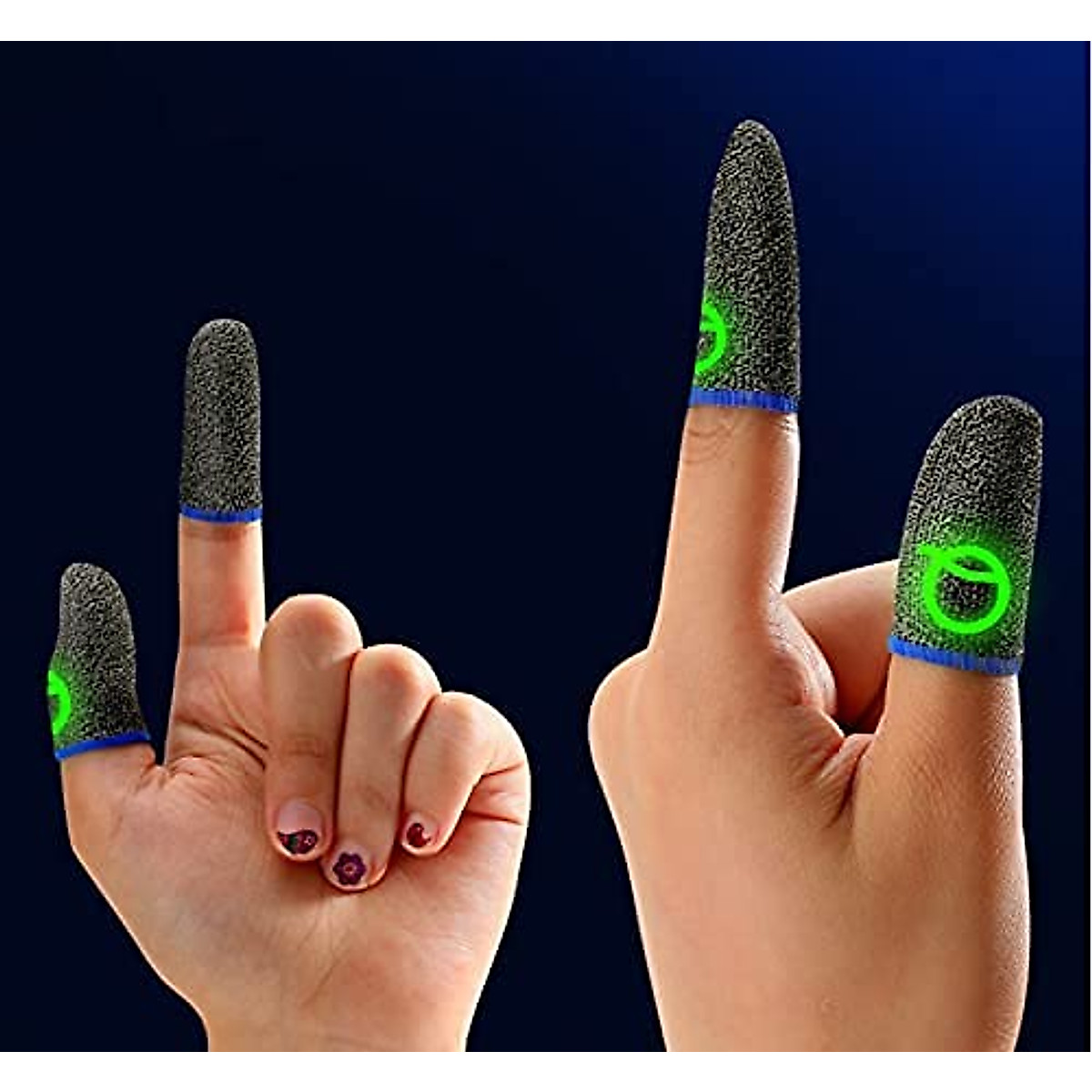 QQQ Black Fiber Yellow Stripe Gaming Gloves for Sweaty Hands Finger Sleeves for Mobile Game Controllers (Pack of 2) Anti-Sweat Breathable Thumb Finger Sleeve for PUBG, Rules of Survival, Free Size