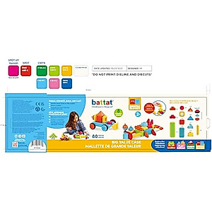 Battat- Bristle Blocks- STEM Interlocking Building Blocks- 80 pc Playset- Reusable Storage Bucket- Developmental Toys for Toddlers & Kids- Big Value Case- 2 Years +