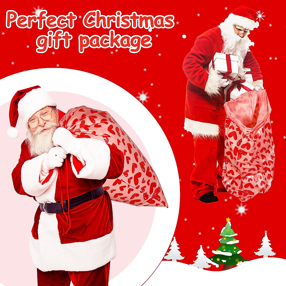 10 Pcs 56" Extra Large Baby Shower Gift Bag Jumbo Big Red Plastic Gift Bags for Girls for Presents Huge Gifts Baby Wrapping Paper Bags with Ribbon Cords for Weddings, Valentine's Day, Bridal Showers