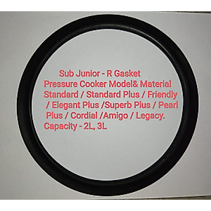 Butterfly Rubber Sub Junior-R Pressure Cooker Gasket (3 Litres Capacity), Black