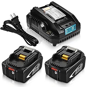 【18 Volt 6.0Ah BL1860B】 2Packs Replacement Battery and Charger for Makita 18V Battery Lithium BL1860 BL1850 BL1845 BL1840 BL1830 BL1820 BL1815 BL1860B Battery + 1 Charger for Makita 14.4v-18V Battery
