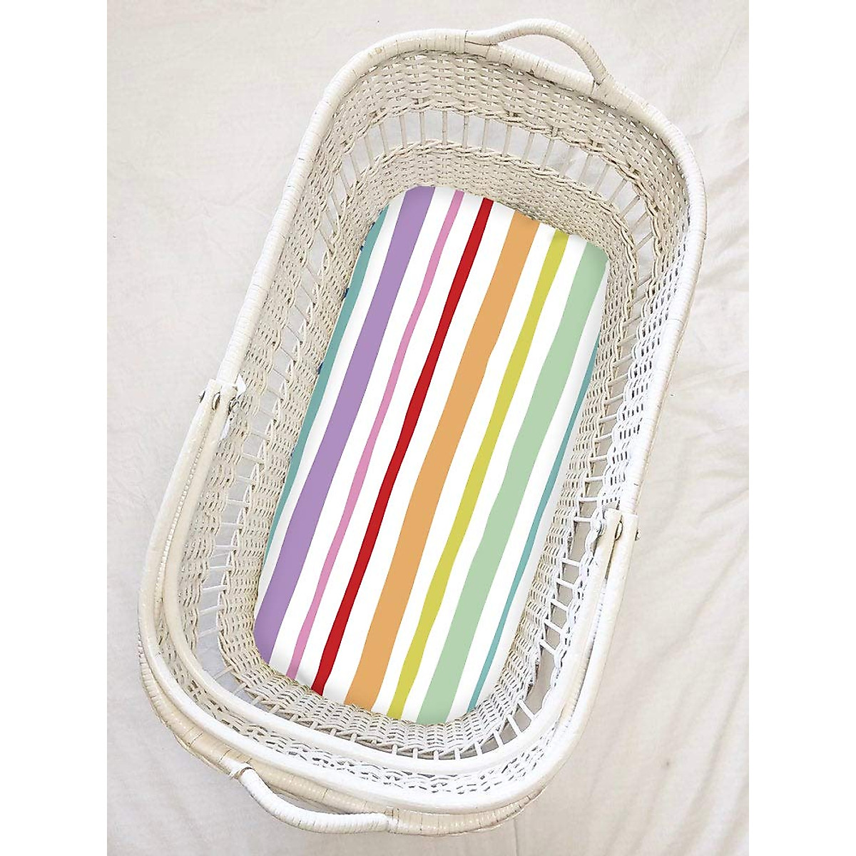 Pack of 3 Premium Bassinet Sheets for Bassinet Pad/Mattress: Milestone Fitted Sheet, Universal Fit, Unisex Rainbow Cloud Sheet | Knitting | Great Shower Gift for Boy Girl |170 GSM