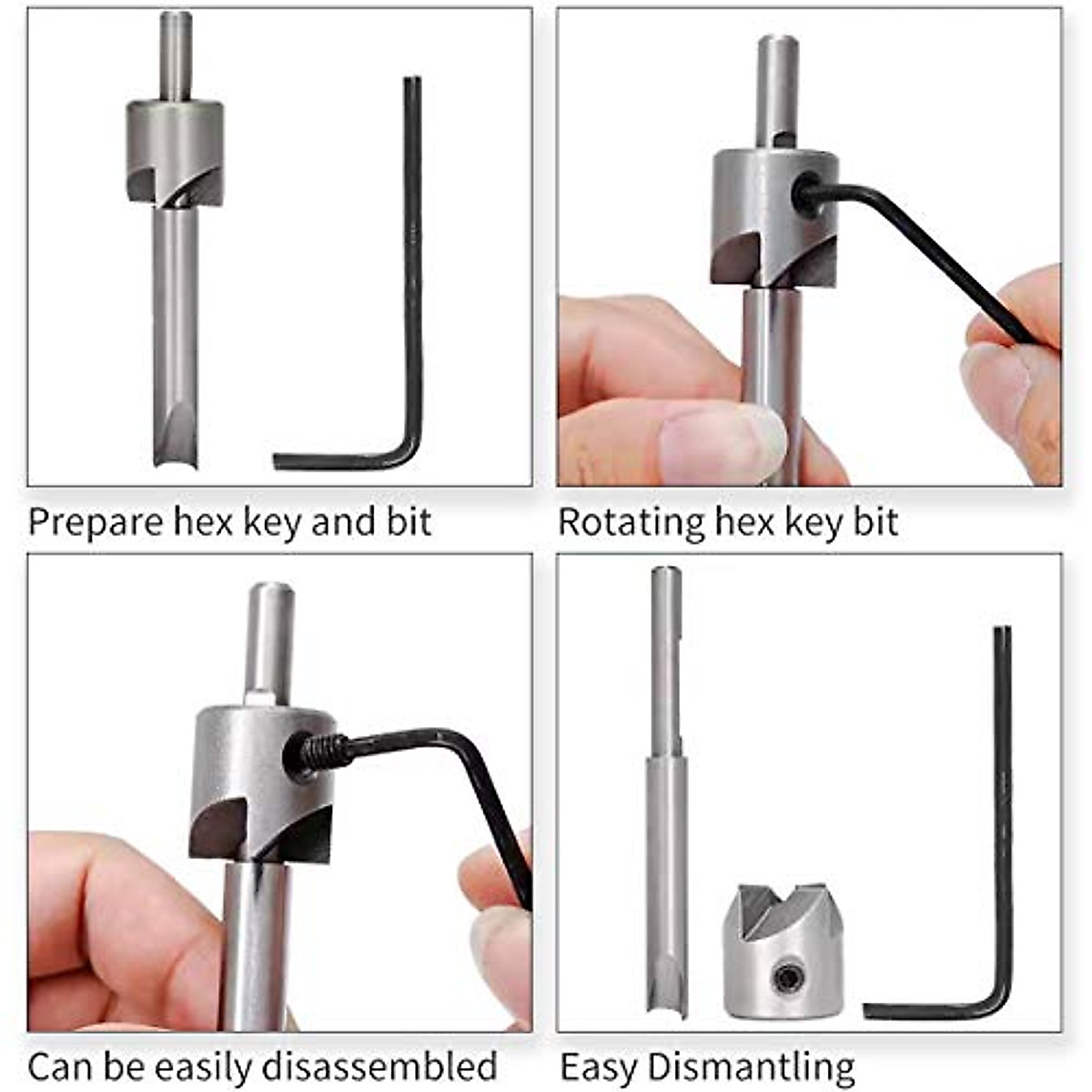 Pen Mill Set, 7 PC Pen Barrel Trimming System with 3/4 inch Cutting Head, 7mm, 8mm, 3/8 inch, 10mm Pilot Cutter Shafts, 0 Size Adaptor Sleeve and Hex Key Wrench, Pen Barrel Mill Trimmer Set by Tackpro