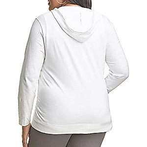 Just My Size Women's Full Zip Jersey Hoodie, White, 5X