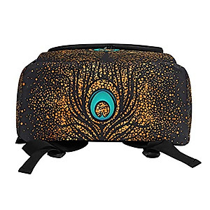 Naanle Stylish Beautiful Peacock Feather Gold Sparkling Pattern Casual Daypack College Students Multipurpose Backpack Large Travel Hiking Bags Computer Bag for Men Women