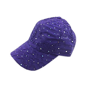 Glitter Sequin Sparkle Bling Game Baseball Cap Hat Sun Visor (Purple)
