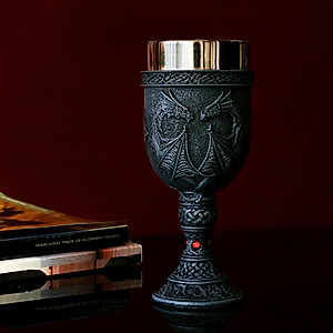 alikiki Medieval Dark-Night Dragon Goblet - Dungeons and Dragons Gifts Game Ideas of Thrones Merchandise 7oz Stainless Steel Drinking cup Gothic GOT Dragon D&D Chalice Party Decor Collectible