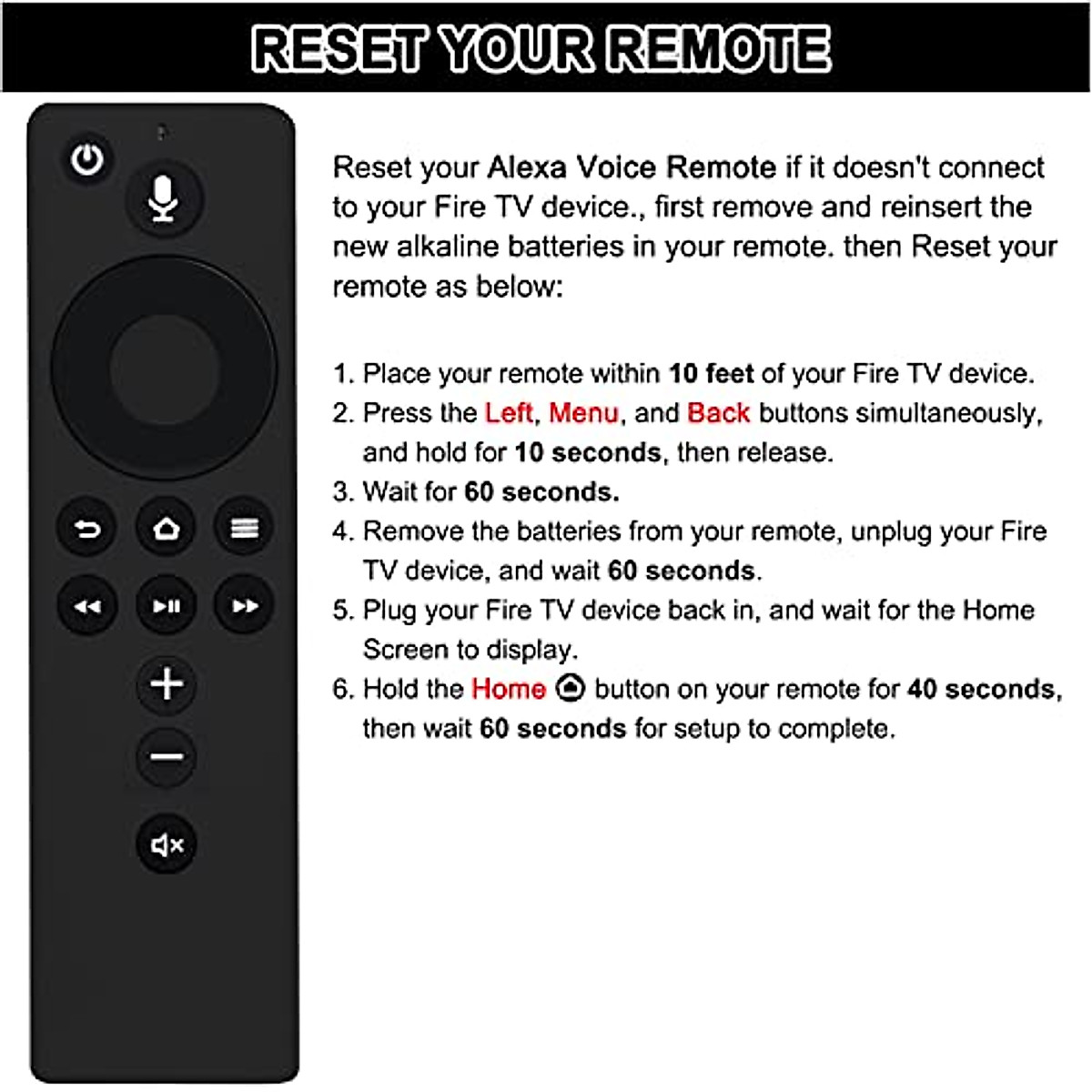 Replacement Voice Remote Control (2nd GEN) L5B83H with Power and Volume Control fit for Amazon 2nd Gen Fire TV Cube and Fire TV Stick,1st Gen Fire TV Cube, Fire TV Stick 4K, and 3rd Gen Amazon Fire TV