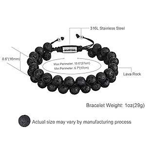 murtoo Bead Chakra Bracelets for Men and Women, Double-layered Healing Yoga Crystals Beaded Bracelet, Natural Stone Mens Bracelet for Meditation, Relax Anxiety