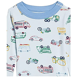 Moon and Back by Hanna Andersson Baby Girls' Organic Cotton Long-Sleeve Top and Bottom Pajama Set, Pack of 2, Light Blue, Cars/Trucks/Bikes, 18-24 Months