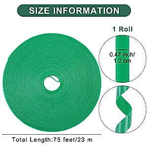 Hahood Plant Ties Reusable Garden Tape Adjustable Plant Support for Effective Growing Nylon Plant Tie Strap for Flowers, Tomato, Vines, Tree (75 Feet x 0.47 Inches, Green)