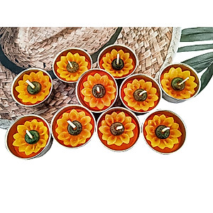 HukDok Flower Shape Tealight Candles for Birthday Party Home Décor Spa Wedding Anniversary Valentine's Day Mother's Day Celebration Baby Shower Decoration. (Sunflower)