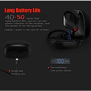 TWS Bluetooth Earbuds V5.0 with Charging Case, True Wireless Stereo Sport Headphones in-Ear Earphones with Mic, Noise Cancelling Headsets with Ear Hooks for Sports, for iPhone Smartphones (red)