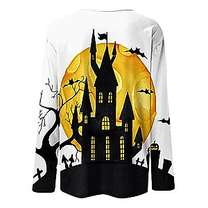 JJHAEVDY Halloween Fashion Sweatshirts for Women Half Zip Tops Letter Vintage Sweatshirt Button Down Shirts Sweatshirt for Womens Fashion Tshirts(5-White,Medium)